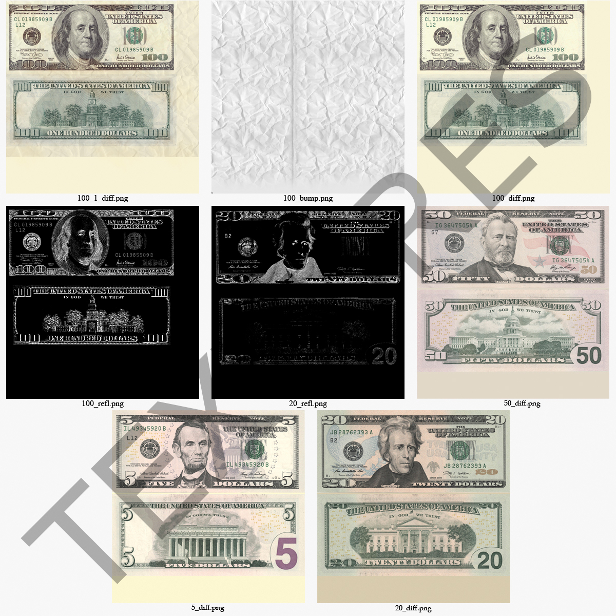 3d paper dollars coins