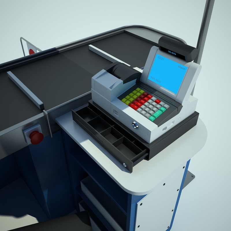 3d cash counter shop model