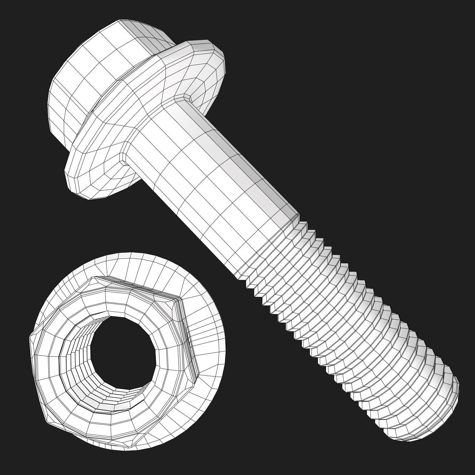 3d model hex bolt nut