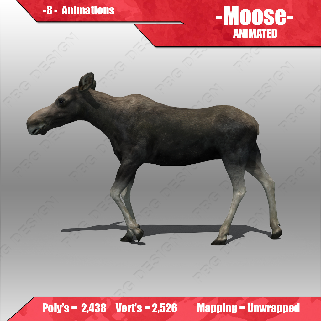female moose animations 3d model