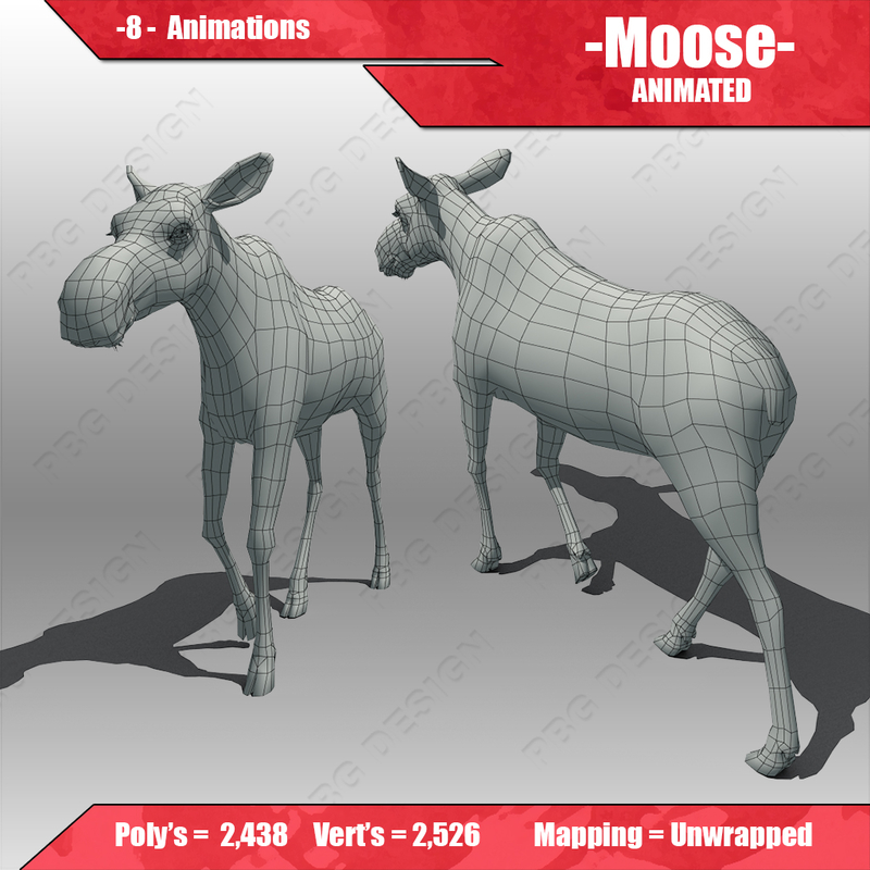 female moose animations 3d model