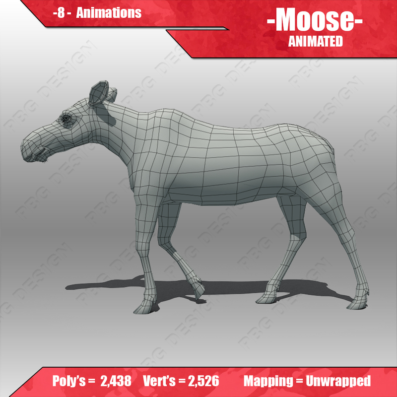female moose animations 3d model