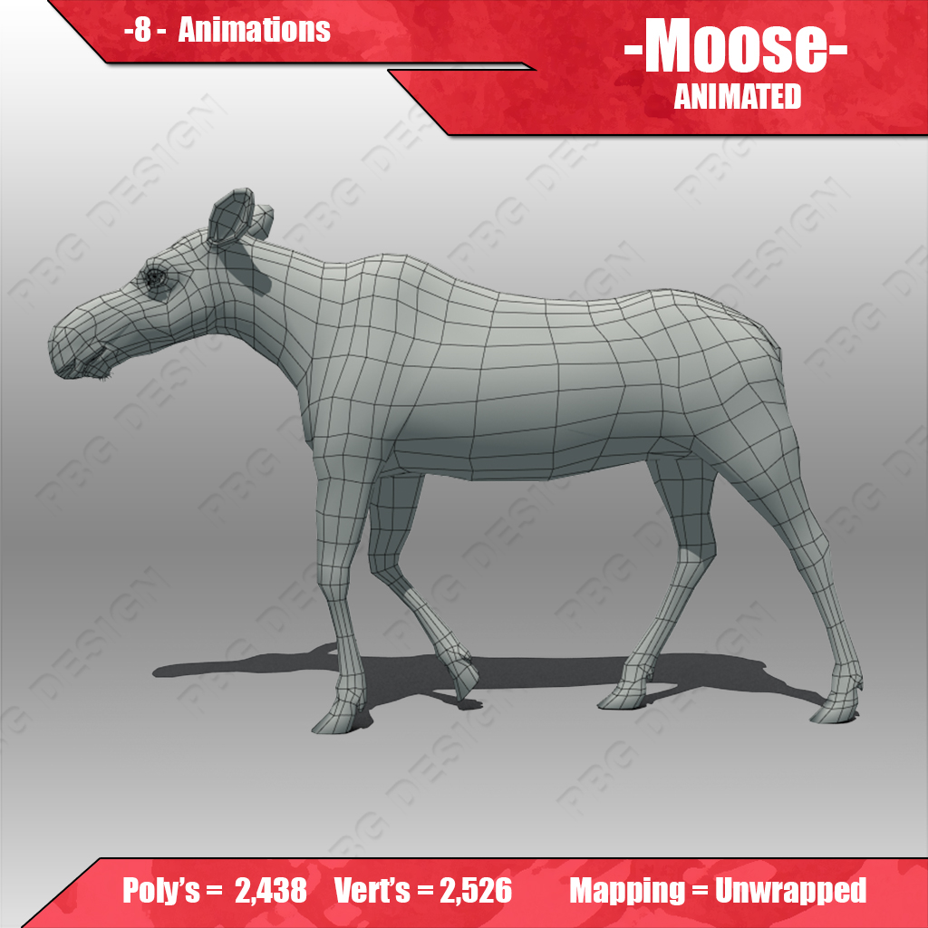 female moose animations 3d model