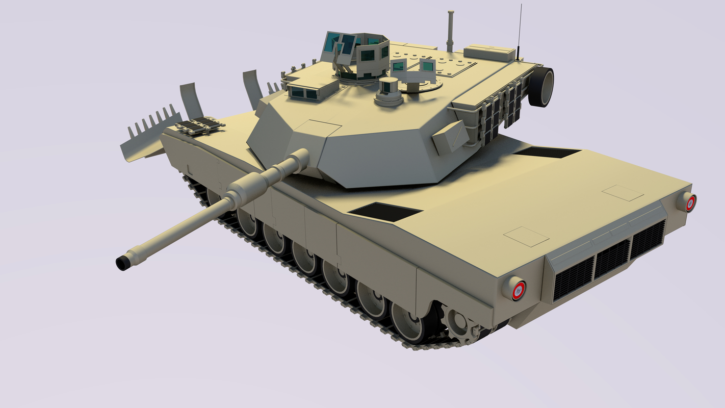 free m1a1-abrams battle tank plow 3d model