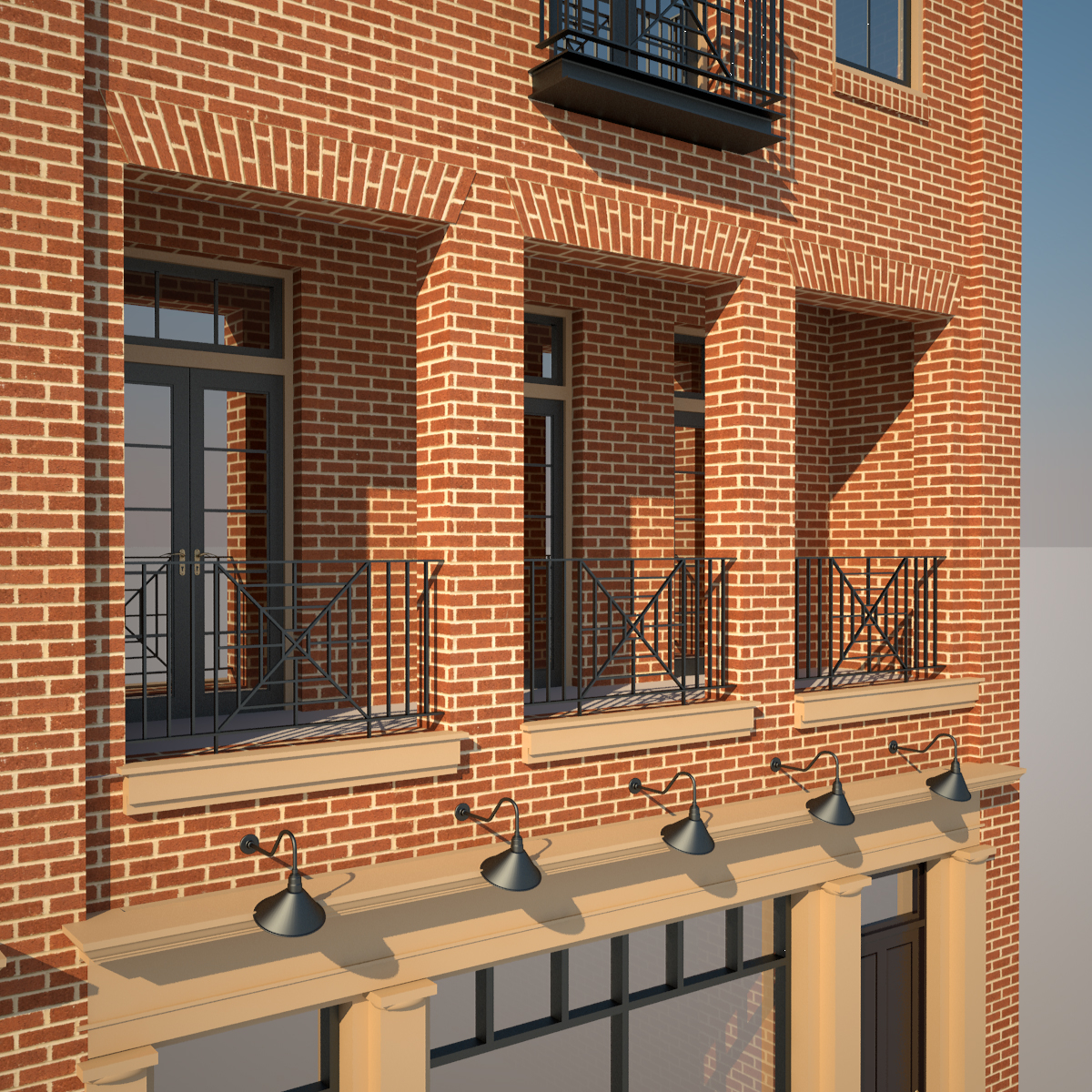 3d 3 brick building model