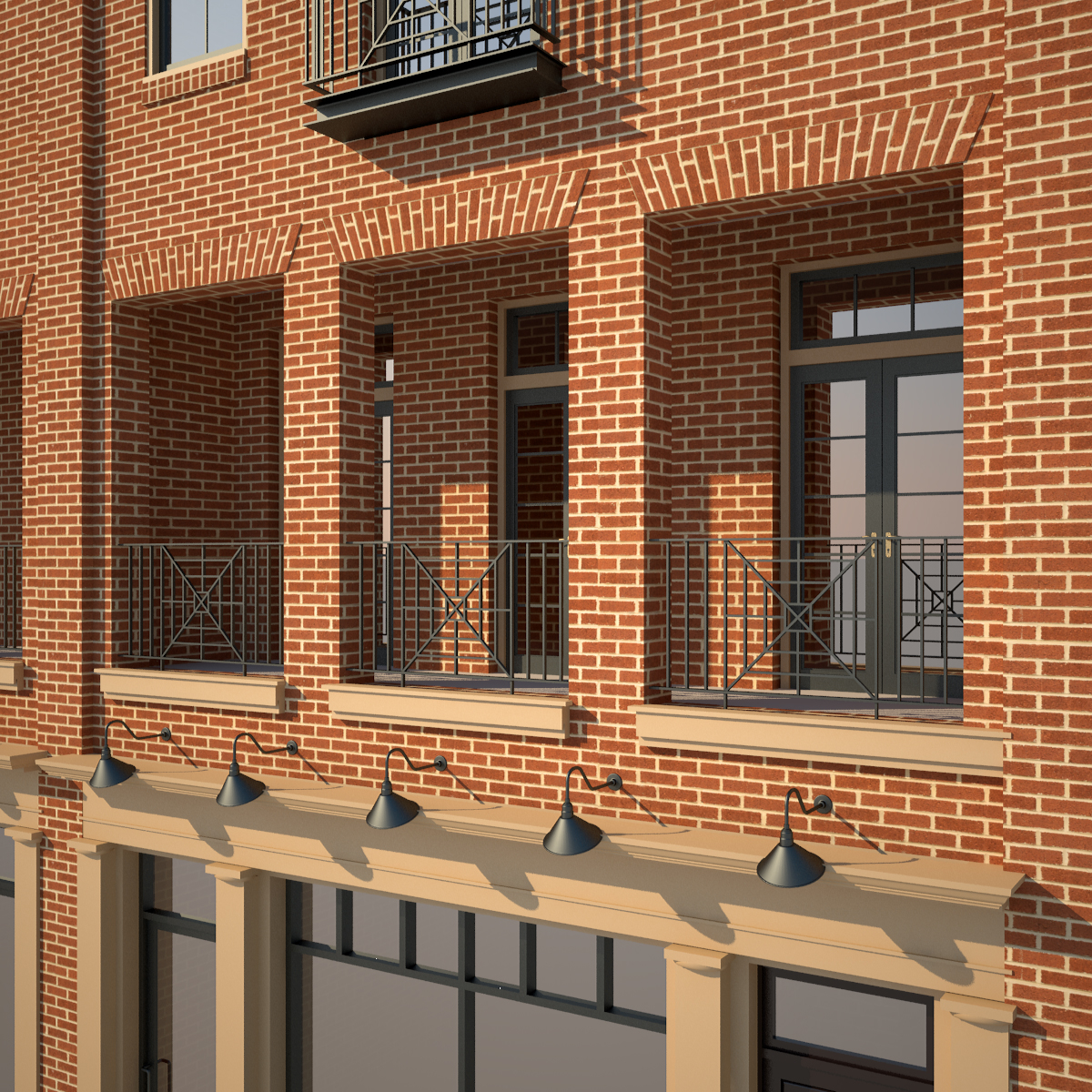 3d 3 brick building model