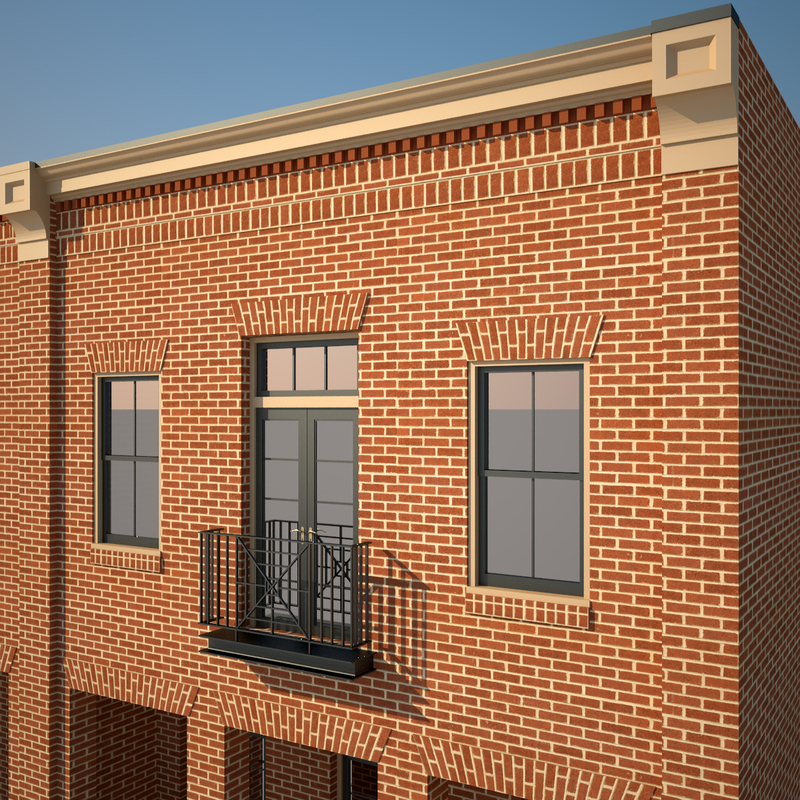 3d 3 brick building model