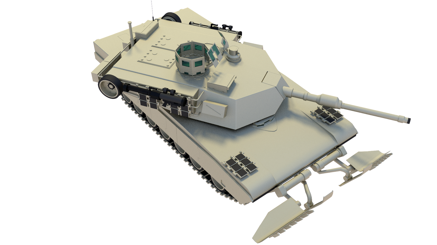free m1a1-abrams battle tank plow 3d model