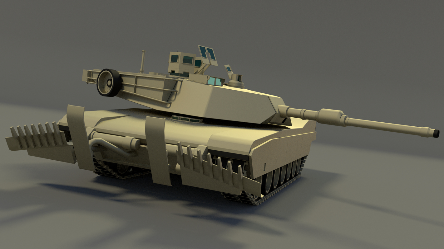 free m1a1-abrams battle tank plow 3d model
