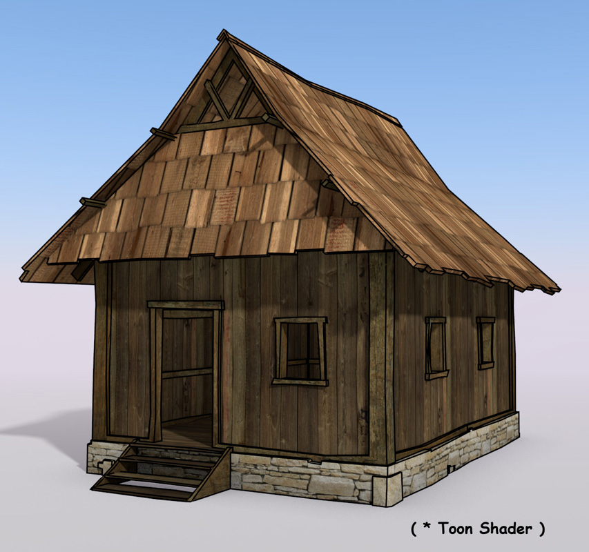 free wooden cabin 3d model