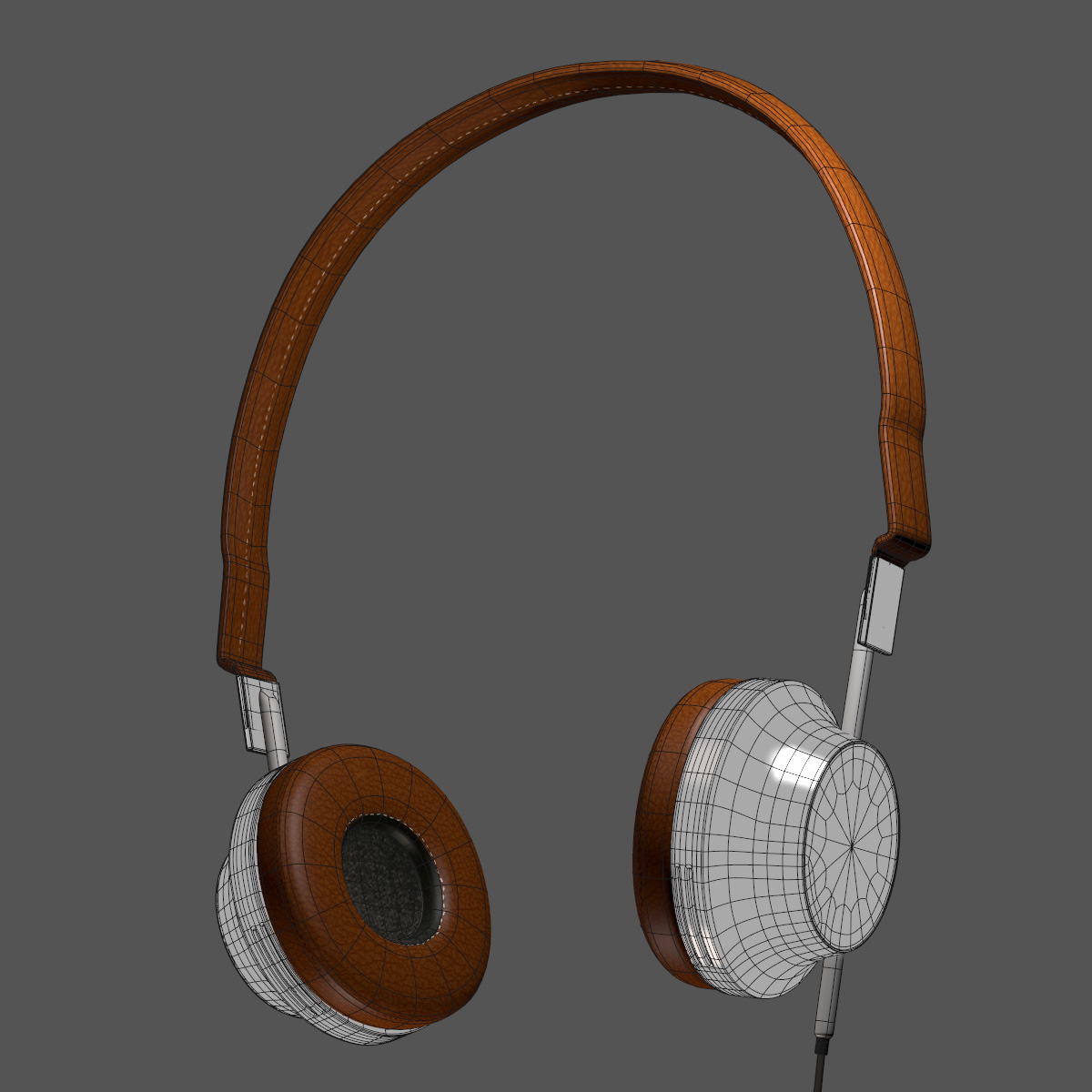 headphones leather steel 3d model