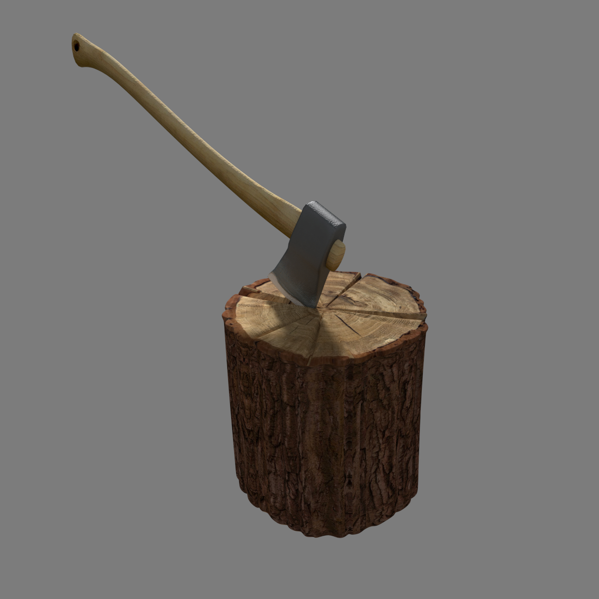 3d wooden axe model
