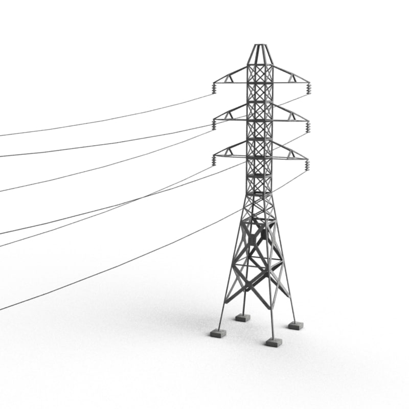 powerline concrete supports 3d model
