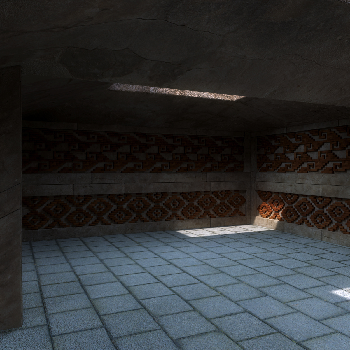 3d aztec temple room interior