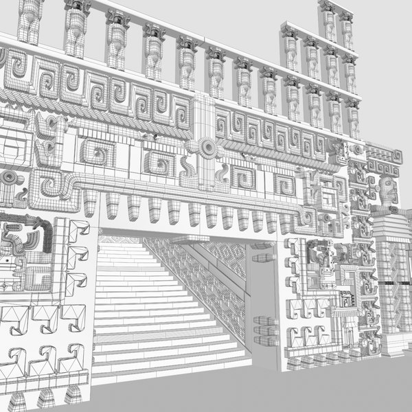 3d aztec temple room interior