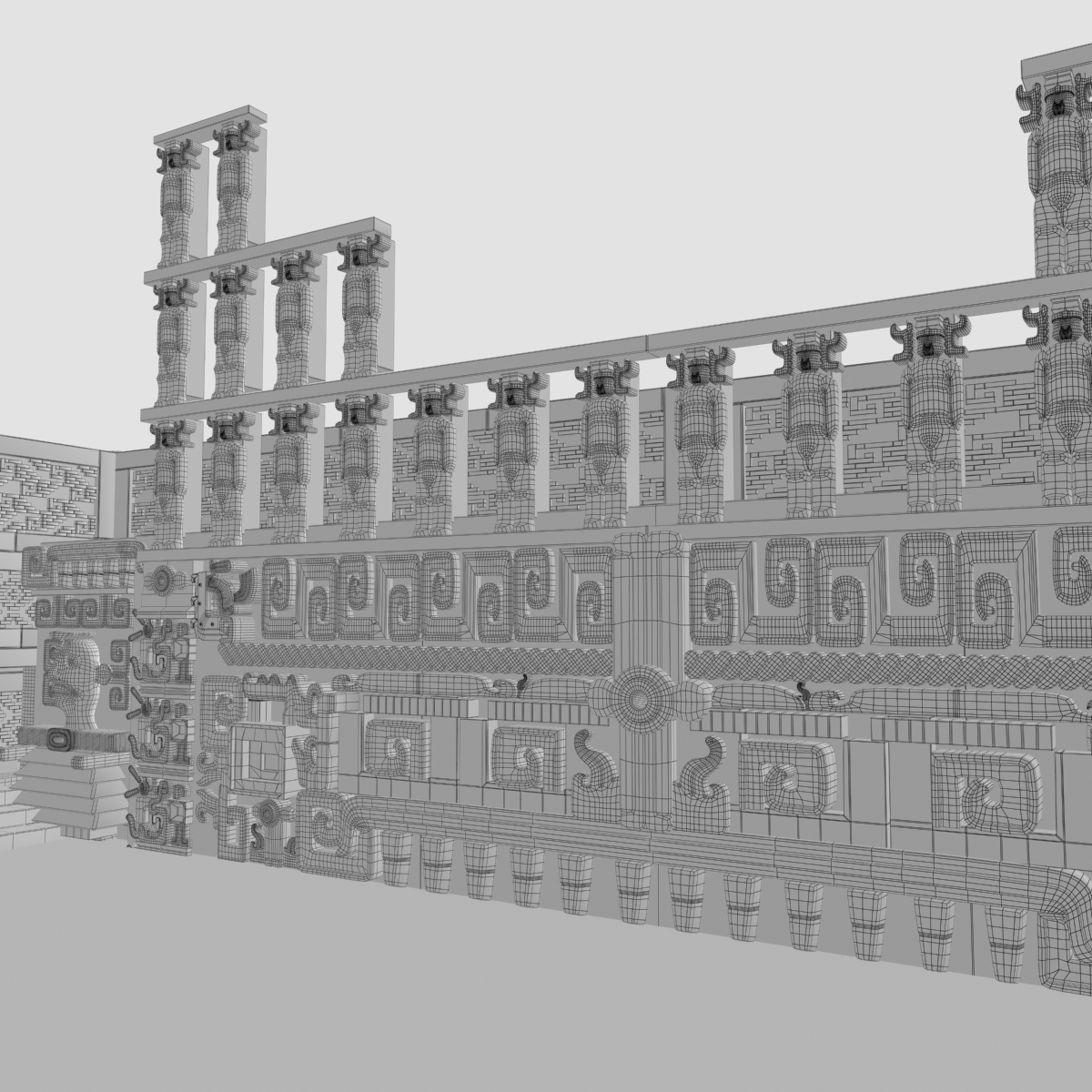 3d aztec temple room interior