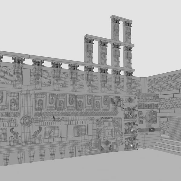 3d aztec temple room interior