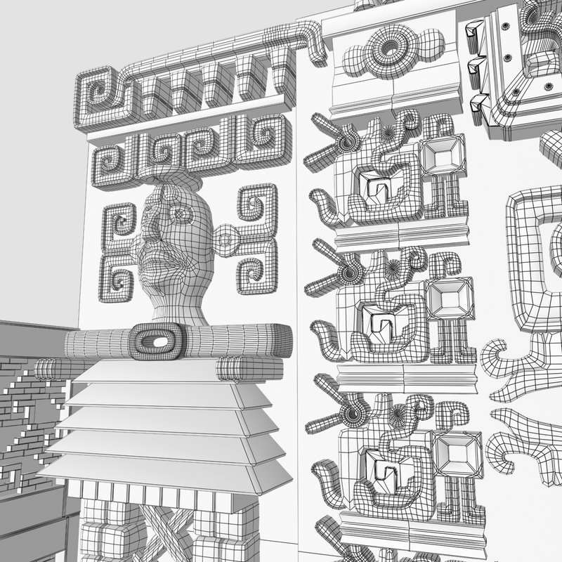 3d aztec temple room interior