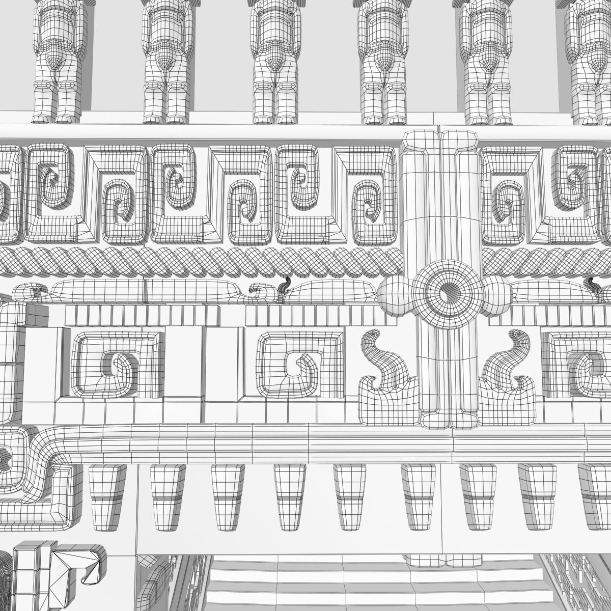 3d aztec temple room interior