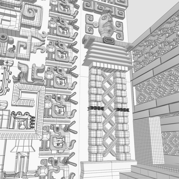 3d aztec temple room interior
