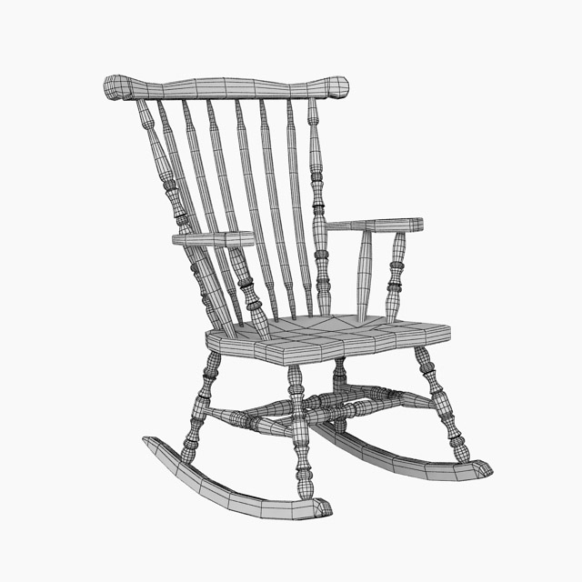 wooden rocking chair 3d 3ds