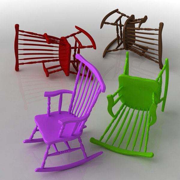 wooden rocking chair 3d 3ds