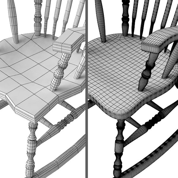 wooden rocking chair 3d 3ds