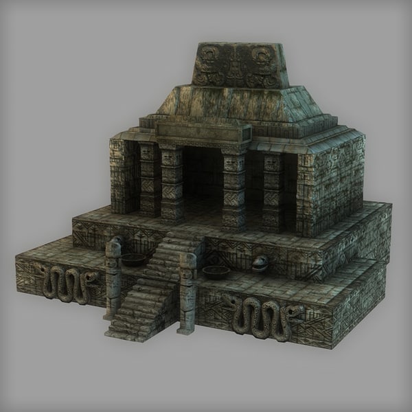 3d aztec temple model