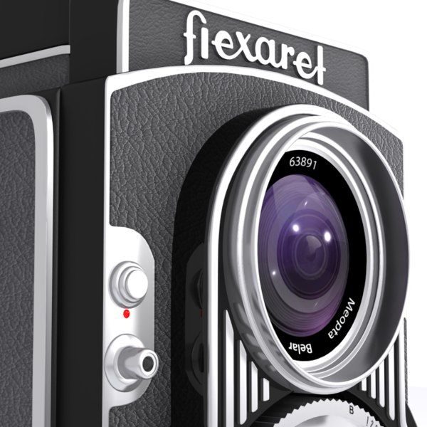 3d vintage flexaret camera lens model
