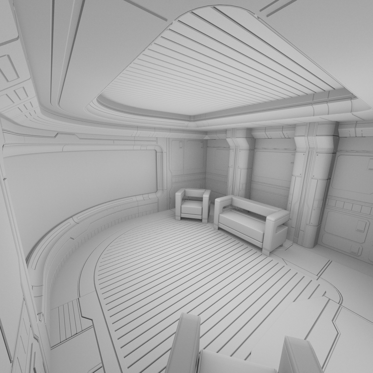 science fiction interior scene 3ds