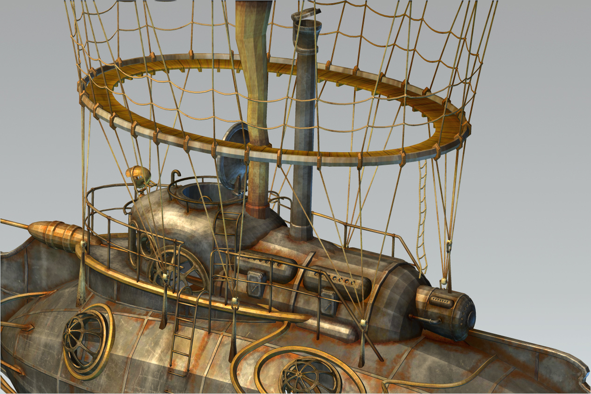 3d steampunk steam dieselpunk airship model