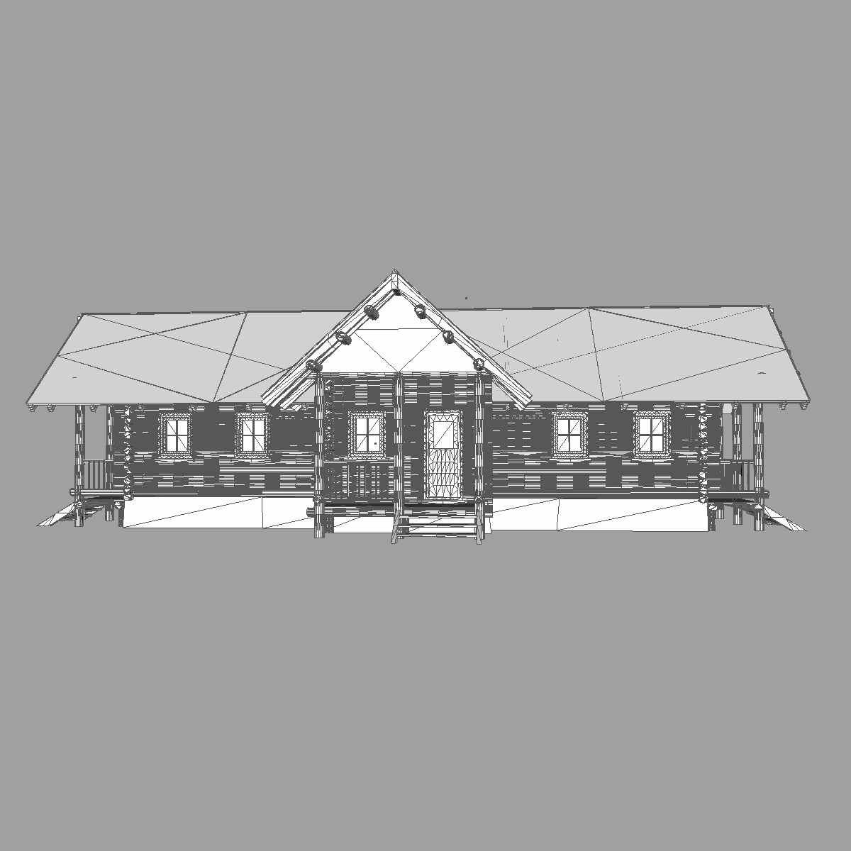 3d wooden log cabin model