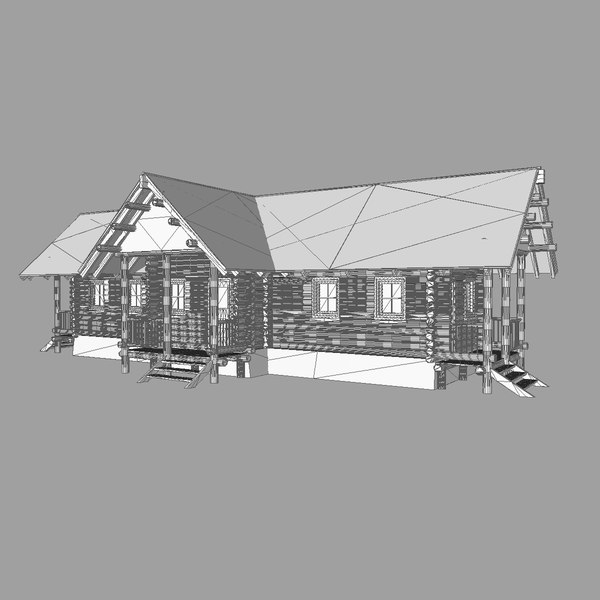 3d wooden log cabin model
