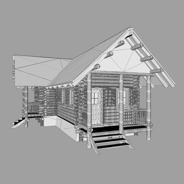 3d wooden log cabin model