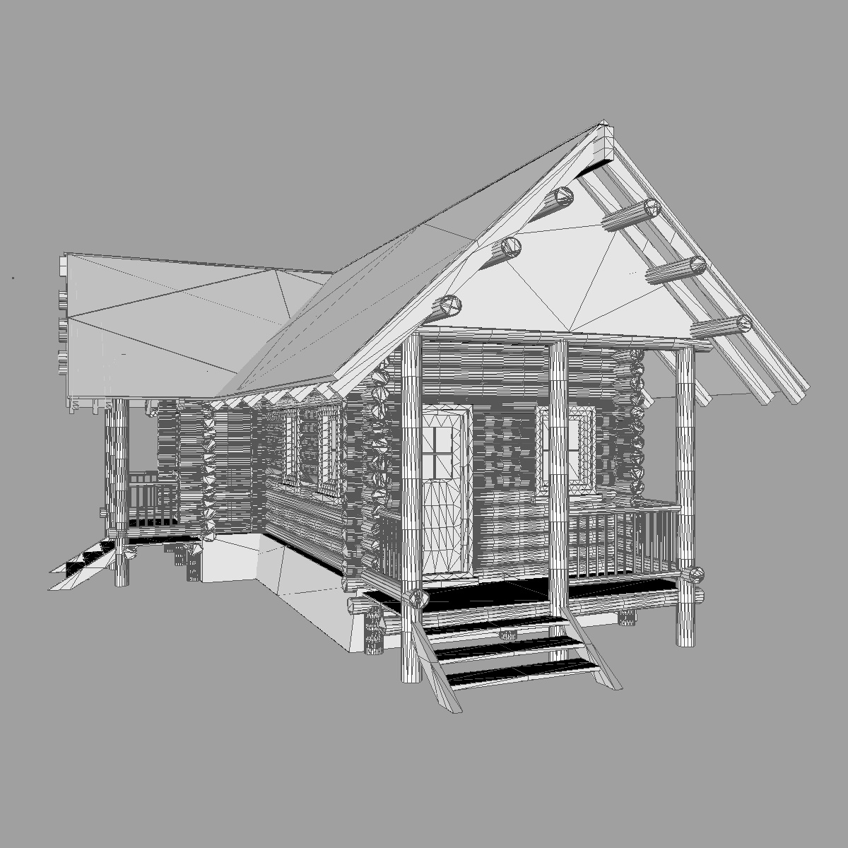 3d wooden log cabin model