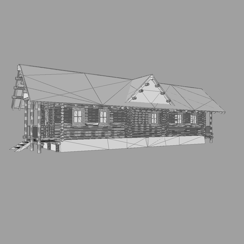 3d wooden log cabin model