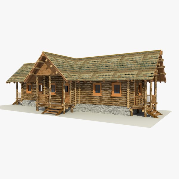 3d wooden log cabin model