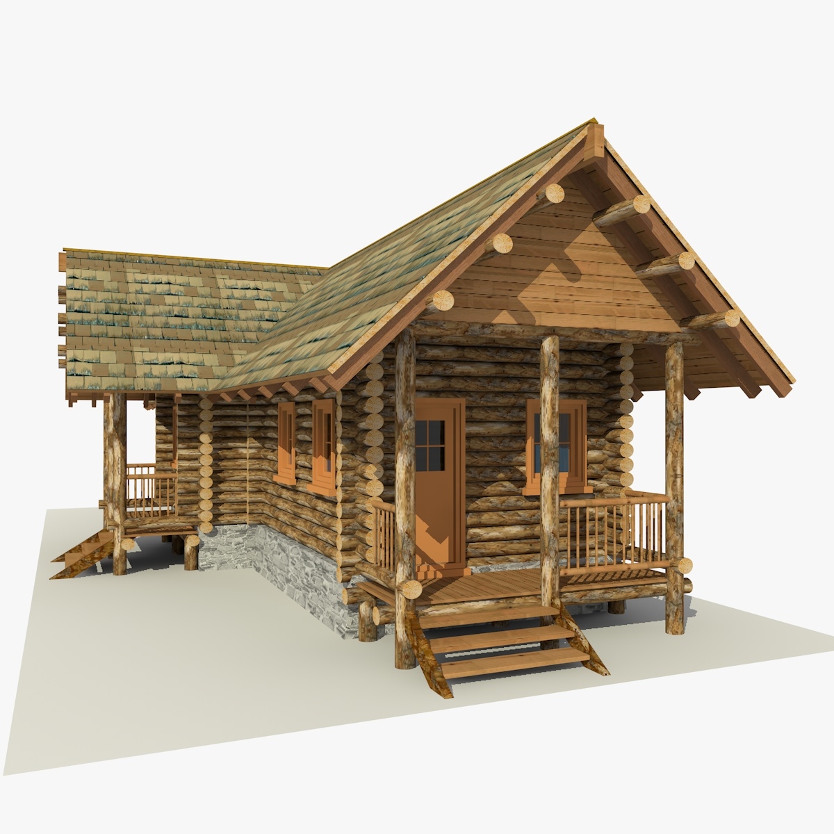 3d wooden log cabin model
