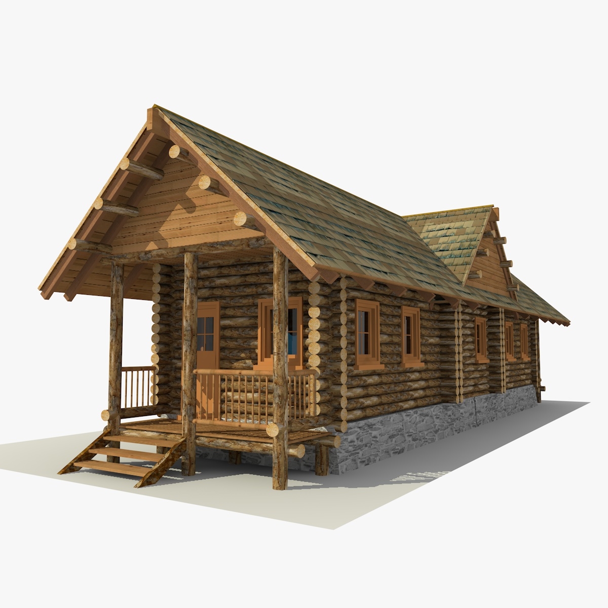 3d wooden log cabin model