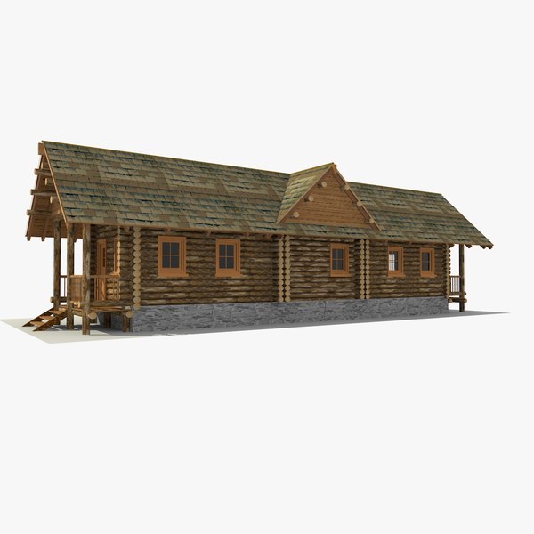 3d wooden log cabin model