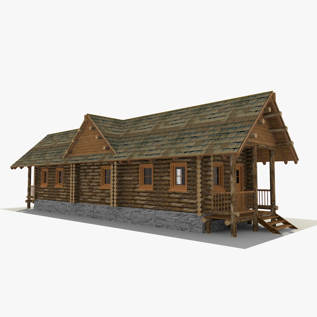 3d wooden log cabin model