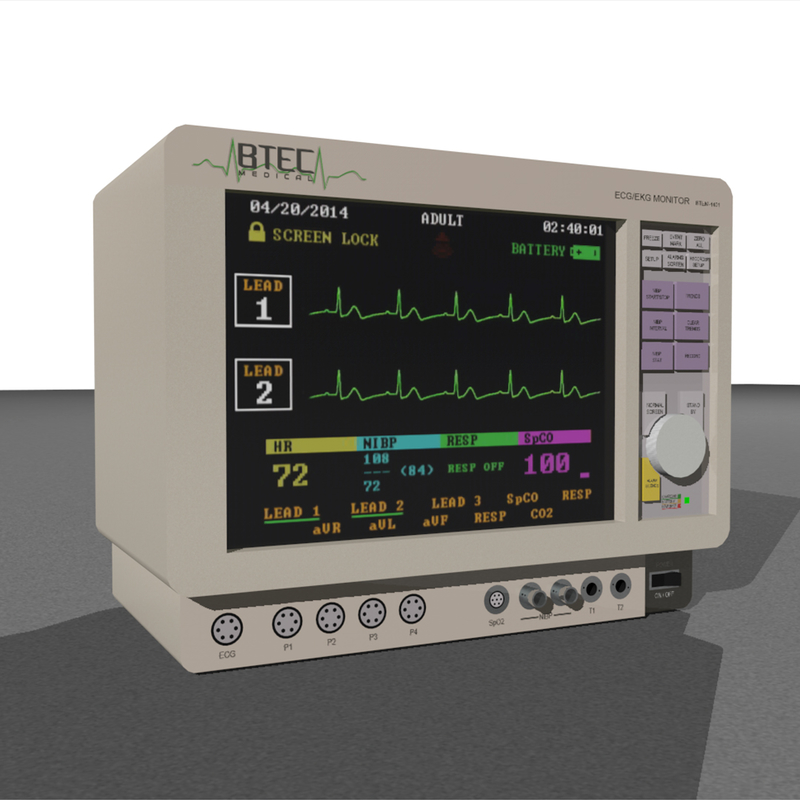 ecg hospital bed monitor 3d c4d