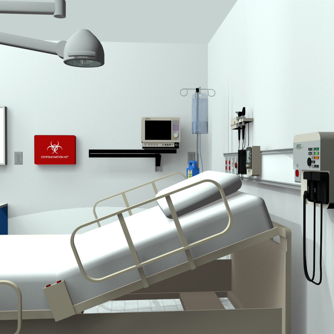 ecg hospital bed monitor 3d c4d
