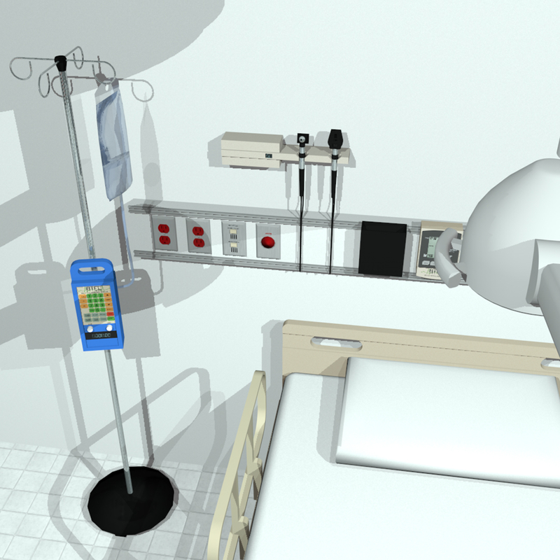 ecg hospital bed monitor 3d c4d