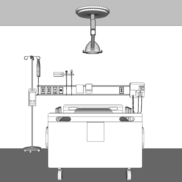 ecg hospital bed monitor 3d c4d