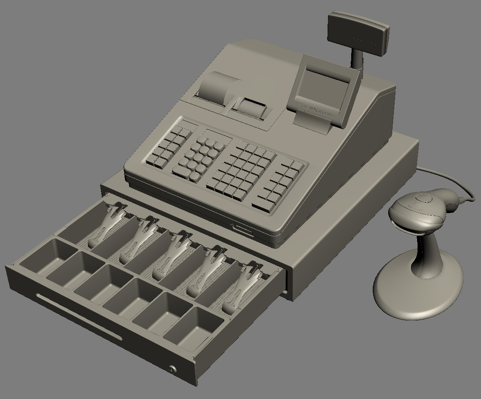 3d cash register sharp er-a347 model