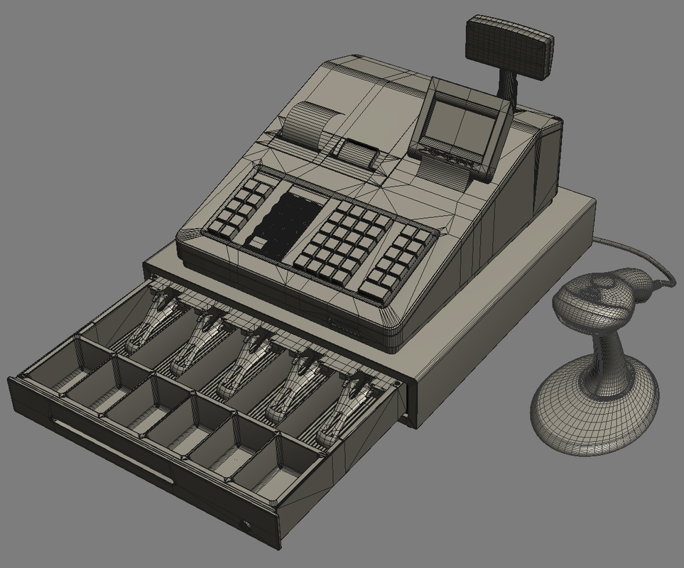 3d cash register sharp er-a347 model