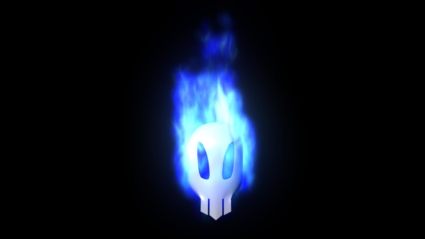 3d model burning blue flame skull