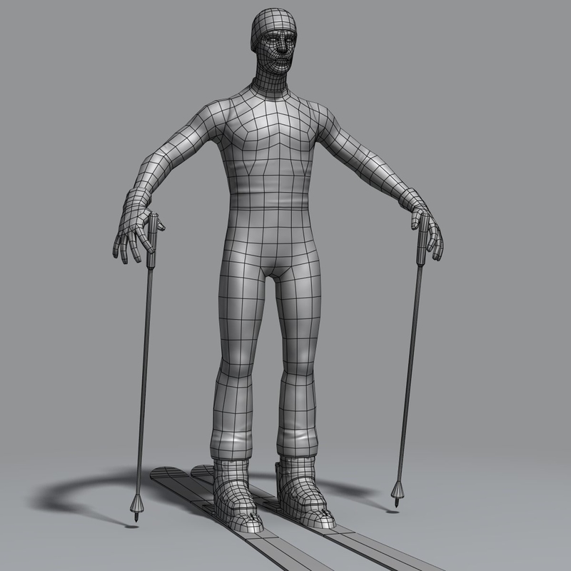 skier skis 3d max