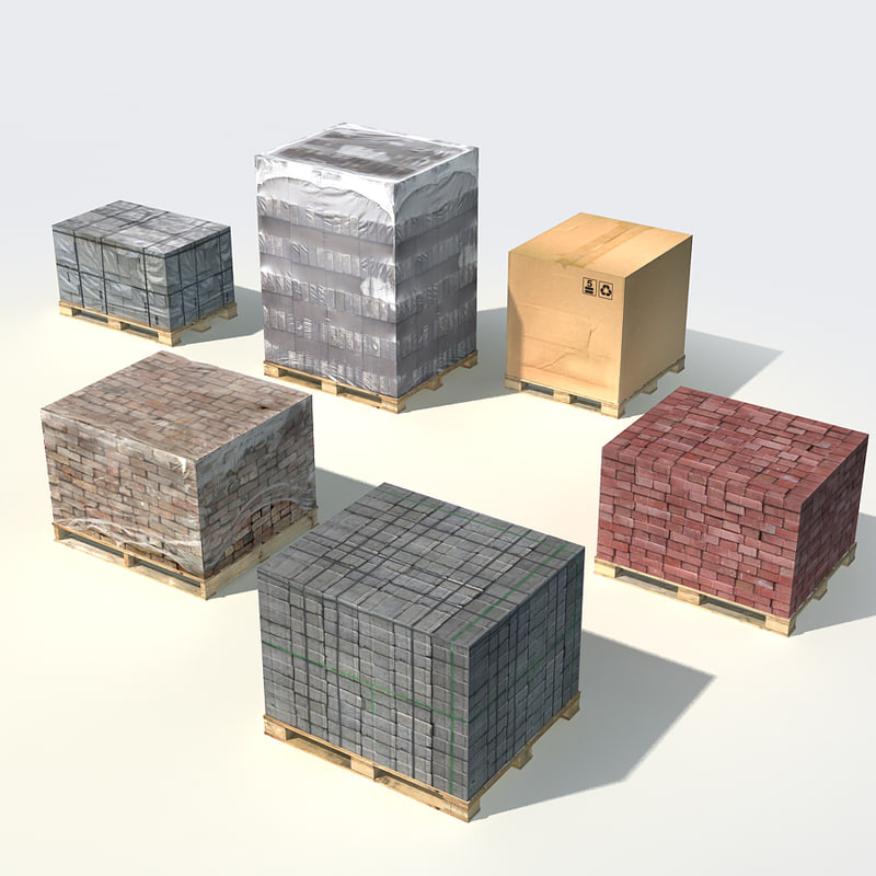 3d model wood pallets loads
